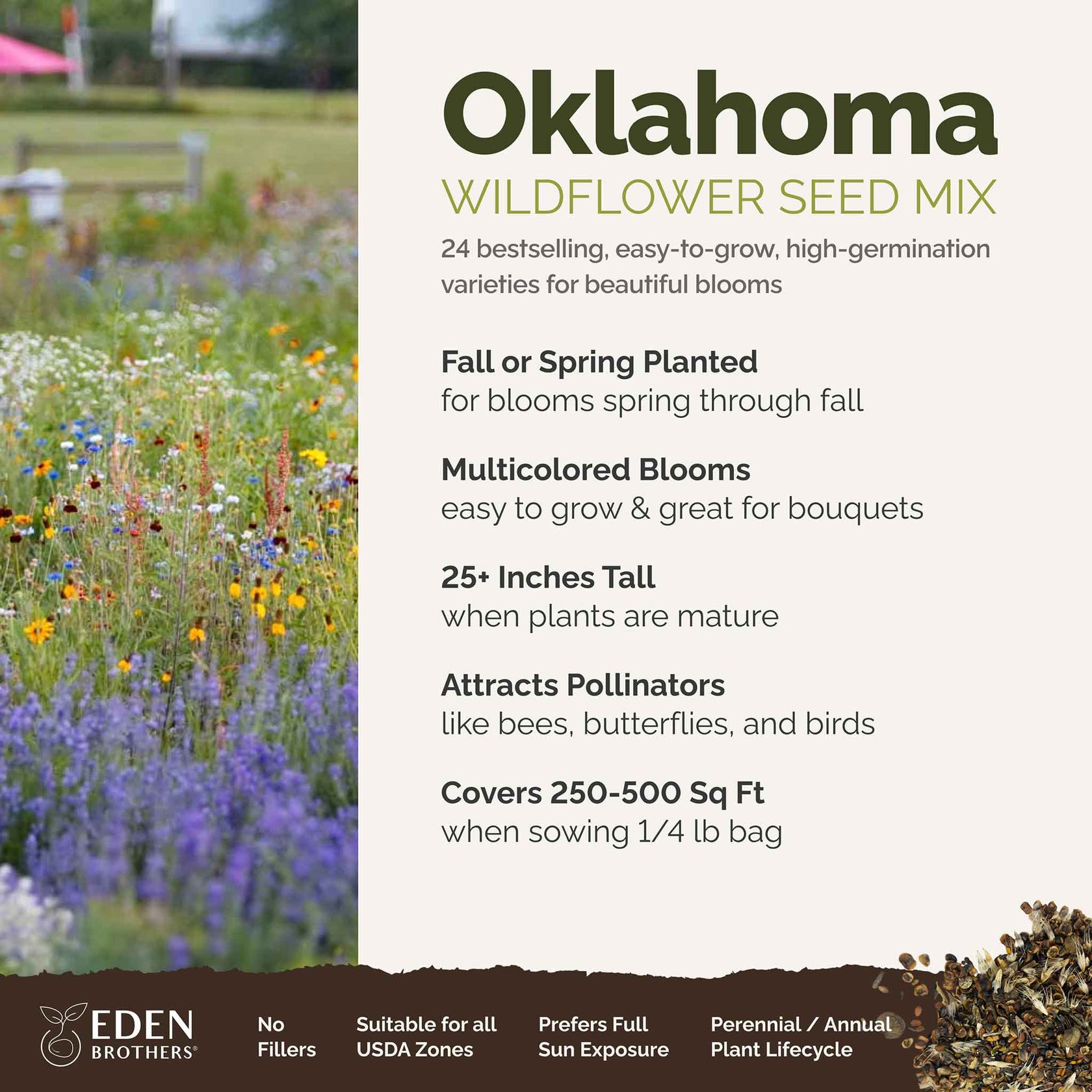 Oklahoma Wildflower Seed Mix | Wildflower Seeds | Eden Brothers